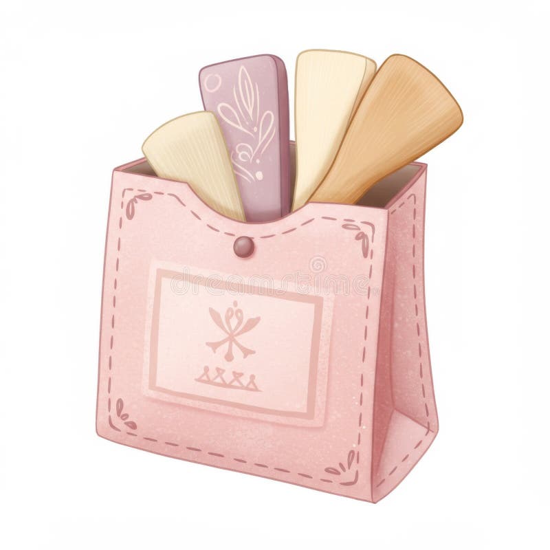 Pink Bag with Assorted Pastel Chocolates Illustration Stock ...