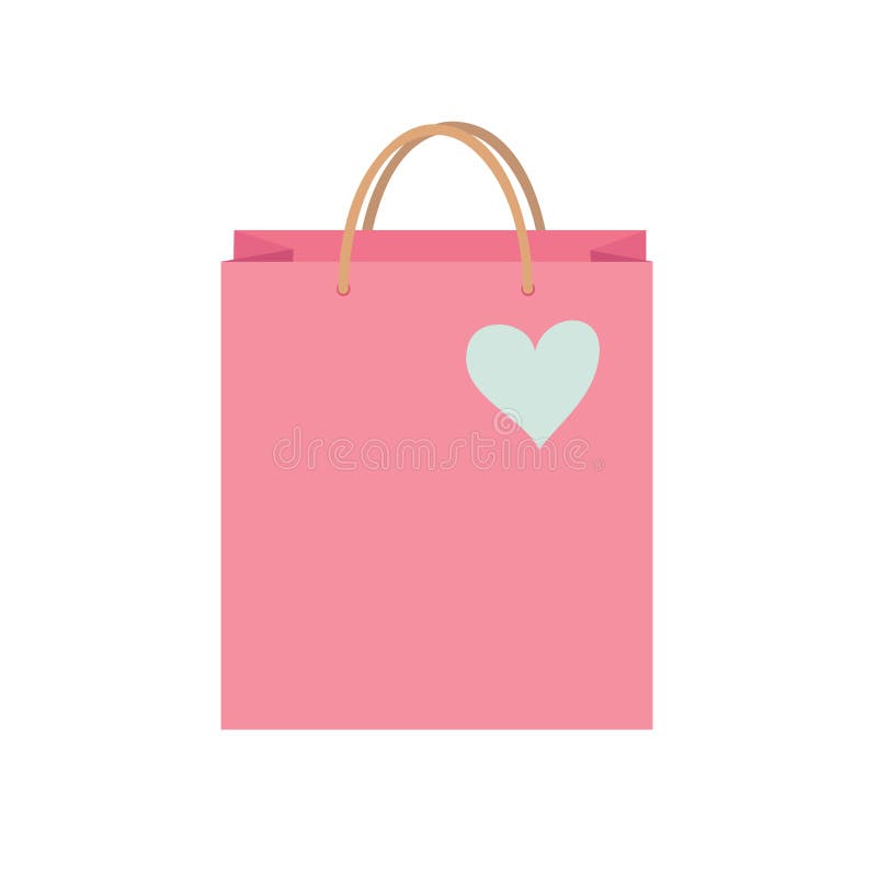 A Pink Bag Vector with Blue Heart Inside Stock Illustration ...