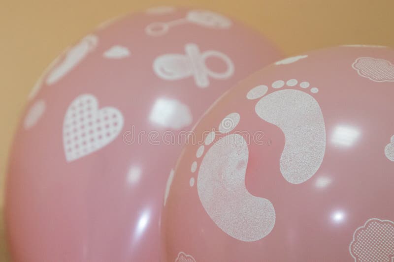 Pink Balloon with Baby Steps Stock Photo - Image of pattern, heart ...