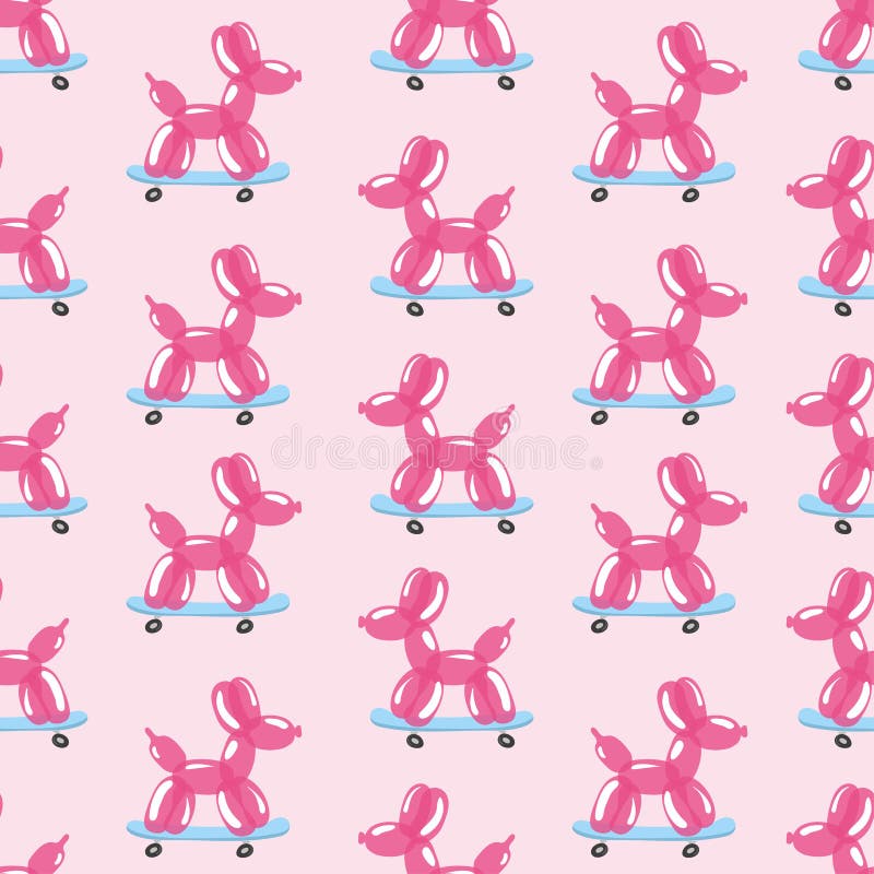 Pink Balloon Dogs Seamless Pattern. Wrapping Paper Print Stock ...