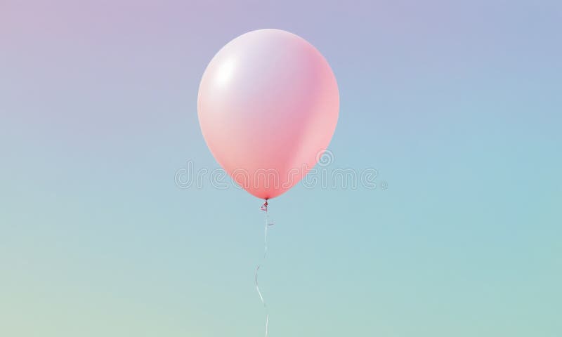 Pink Balloon with a Long String Drifting in the Sky Stock Illustration ...
