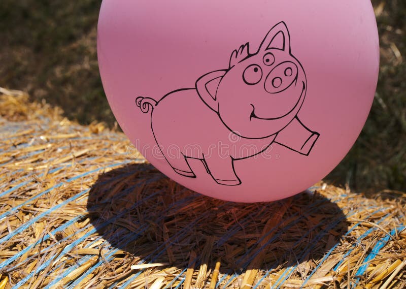Pink balloon with pig stock image. Image of playful, savings - 33494625