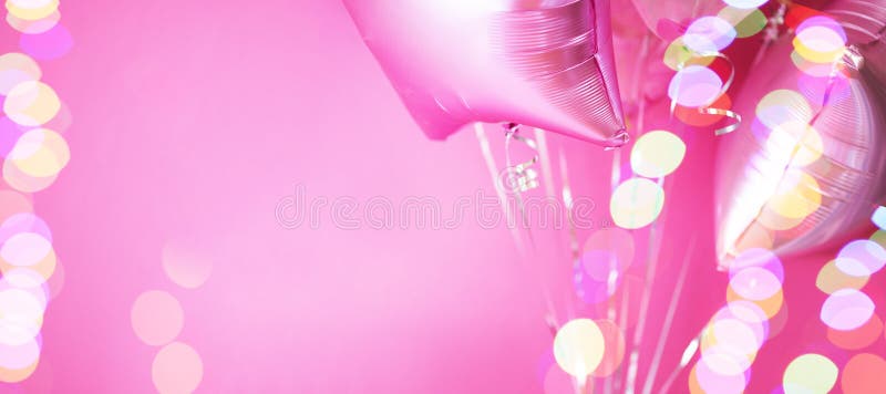 Pink Balloons on a Pink Background Banner with Copy Paste Stock Image ...