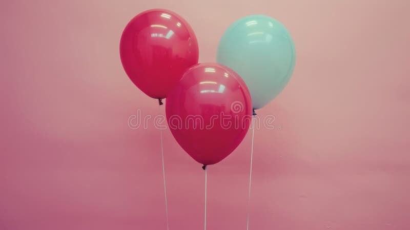 Pink Balloons Flying on Solid Background Close Up Symbolizing New Year ...