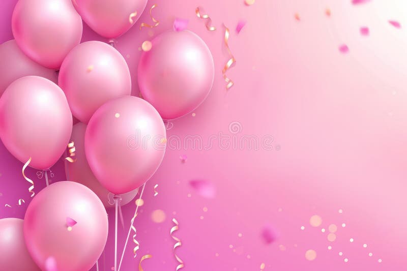 Pink Balloons Frame with Copy Space for Text. Happy Birtday Anniversary ...