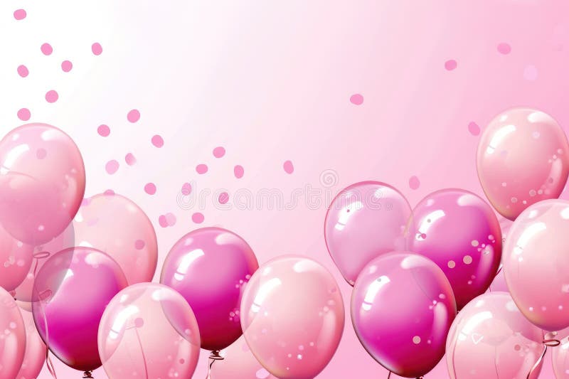 Pink Balloons Frame with Copy Space for Text. Happy Birtday Anniversary ...