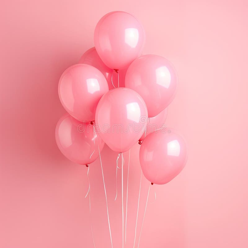 Pink Balloons. Realistic 3d Illustration. Flying Helium Romantic Decor ...