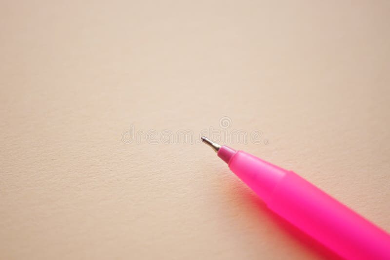 Pink Ballpoint Pen on Beige Paper Stock Image - Image of notebook ...