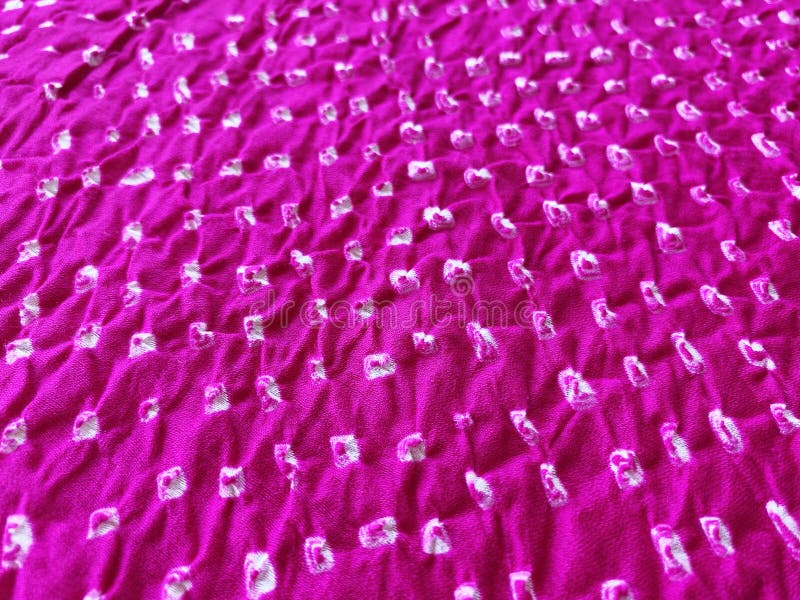 Pink Bandini Fabric with White Dots Stock Photo - Image of decor, pink ...