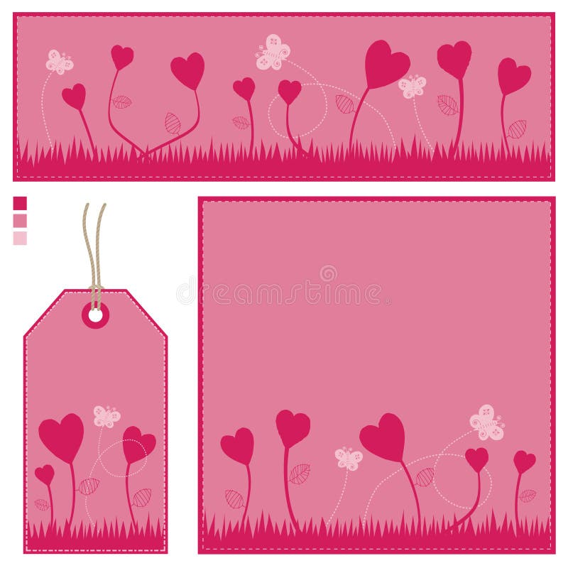 Pink Banner Card and Tag Set Stock Vector - Illustration of pattern ...
