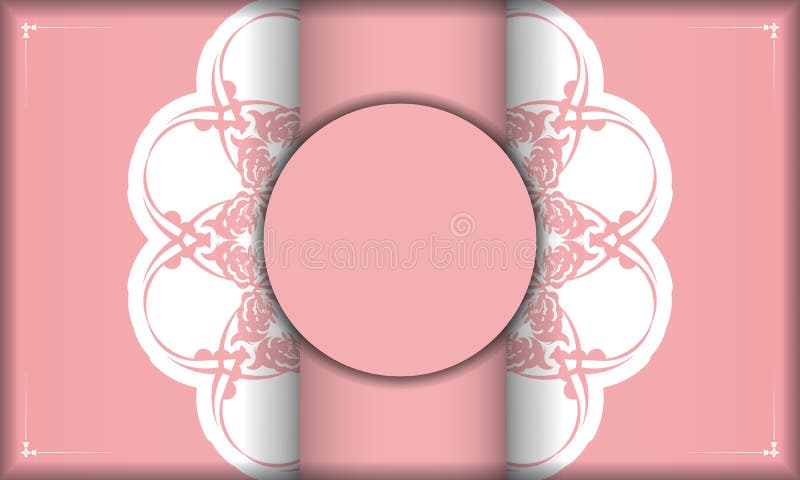 Pink Banner Template with Greek White Pattern and Logo Space Stock ...