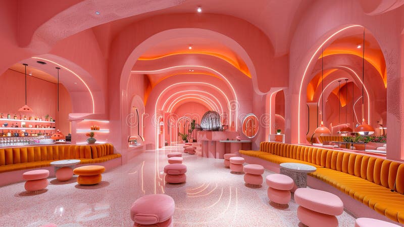 Pink Bar Interior Design stock illustration. Illustration of elegant ...