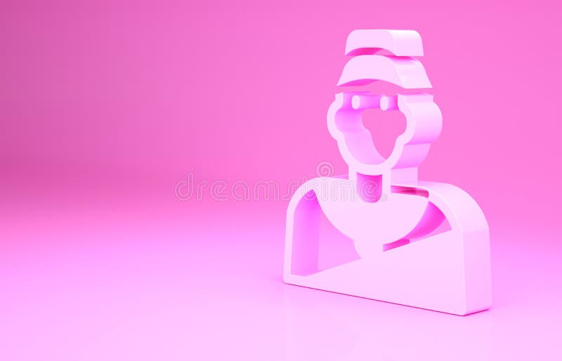 Pink Baseball Coach Icon Isolated on Pink Background. Minimalism ...