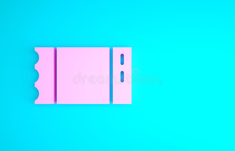 Pink Baseball Ticket Icon Isolated on Blue Background. Minimalism ...