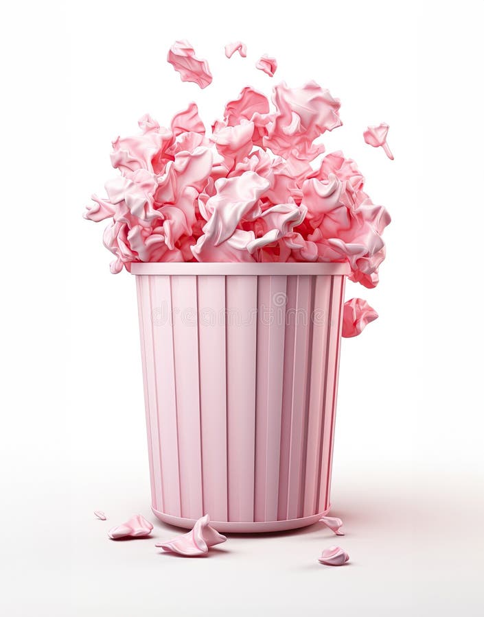Pink Basket Full of Crumpled Pink Paper Stock Illustration ...