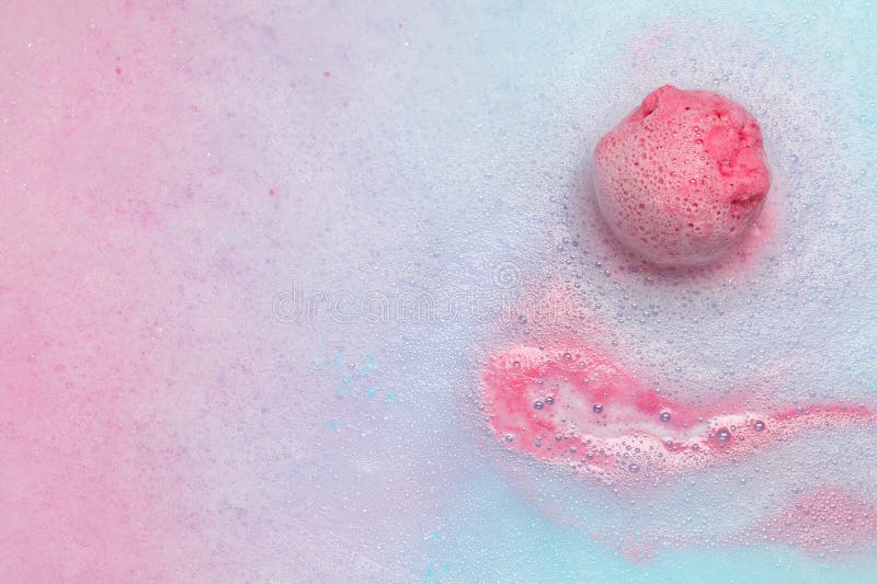 Pink Bath Bomb Dissolving in Water. Space for Text Stock Photo - Image ...
