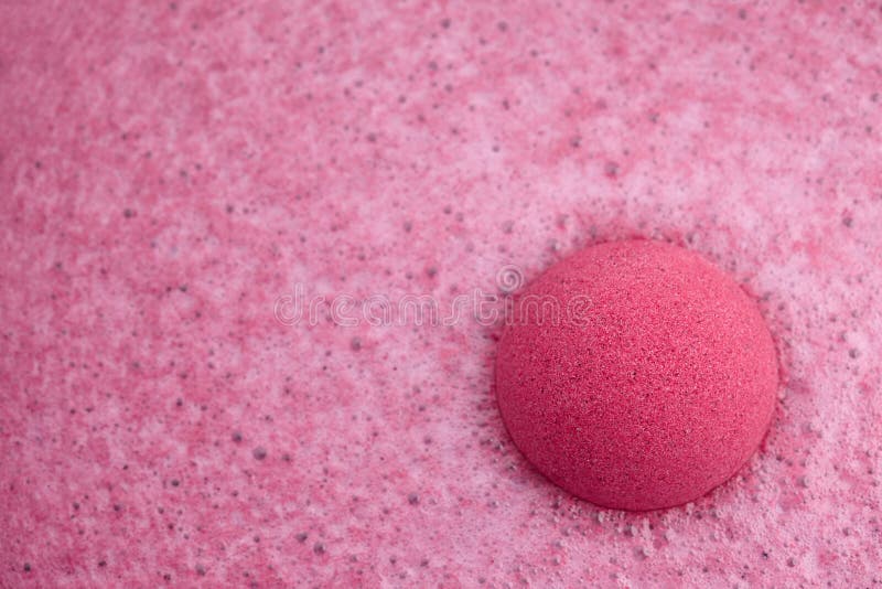 Pink Bath Bomb Foaming in Water Stock Image - Image of closeup, care ...