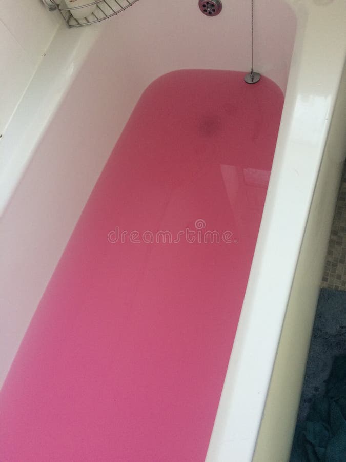 Pink Bath Water in a White Bath Tub. Stock Image - Image of pink, white ...