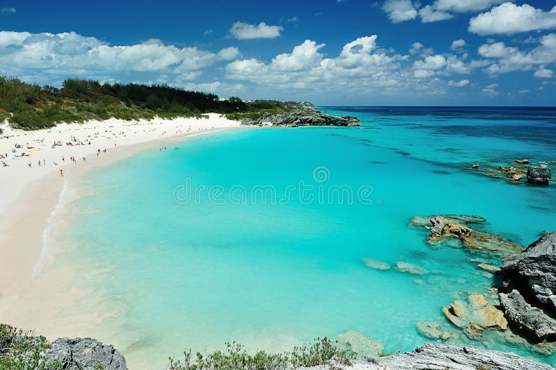 Pink Beach in Bermuda Islands Stock Image - Image of resort, water ...