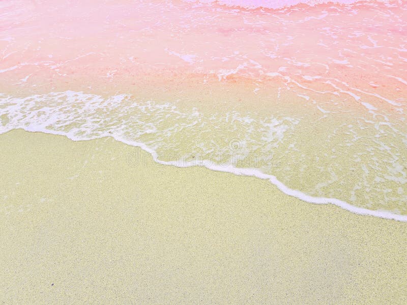 Pink Beach and Bright Sea Waves Stock Photo - Image of surface ...