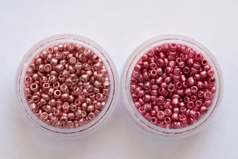 Pink Beads in Clear Containers Stock Photo - Image of shiny, beads ...