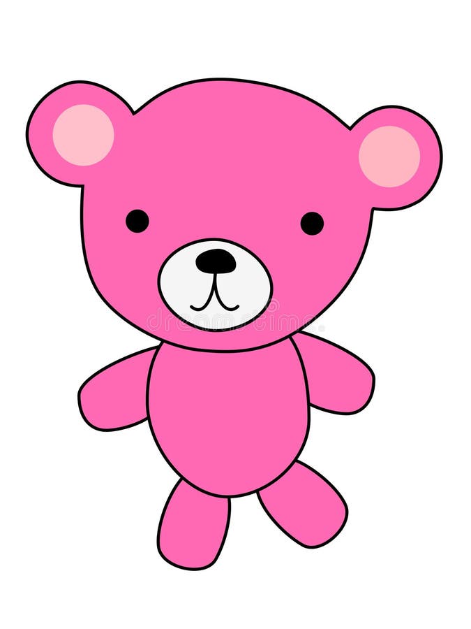 Pink bear cartoon stock illustration. Illustration of fluffy - 29998216