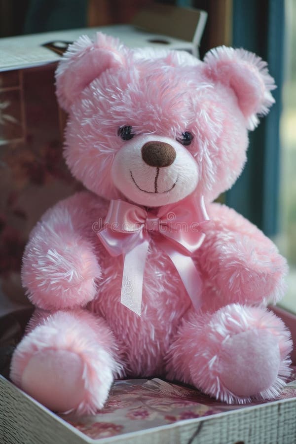 Pink Bear Gift for the Holiday. Selective Focus Stock Illustration ...
