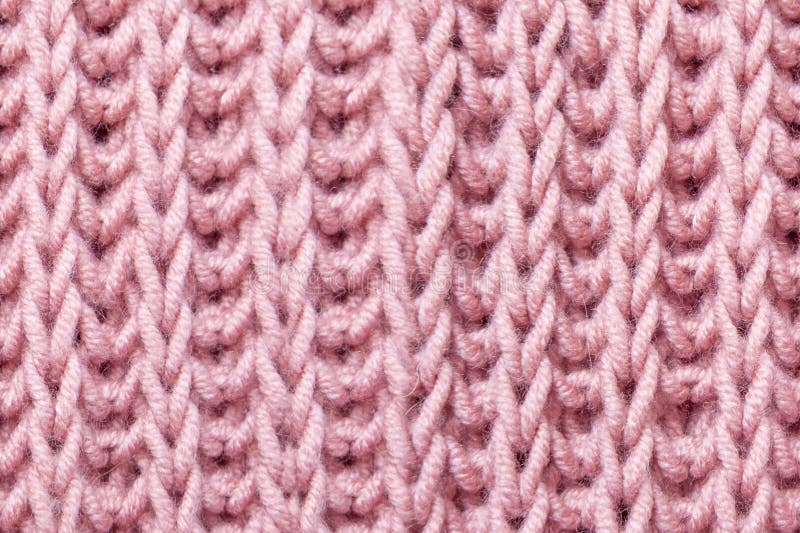Pink Beautiful Knitted Braid Pattern of Light Natural Wool Yarn ...