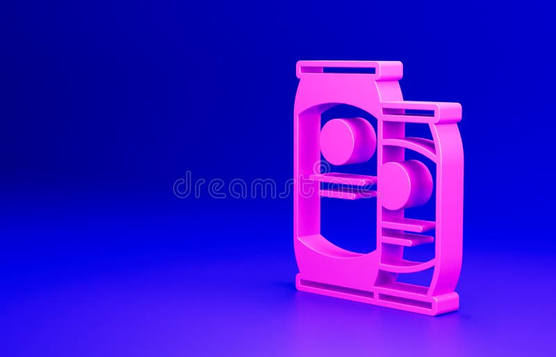 Pink Beer Can Icon Isolated on Blue Background. Minimalism Concept ...
