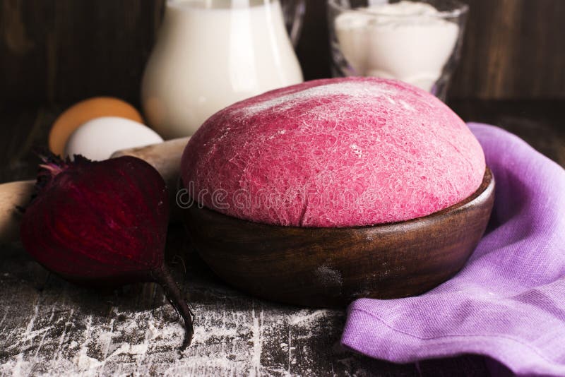 Pink Beetroot Dough and Ingredients Stock Image - Image of beet, leaven ...