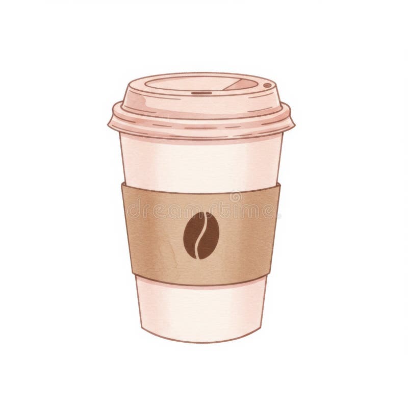 Pink Beige Coffee Cup Illustration Stock Illustration - Illustration of ...