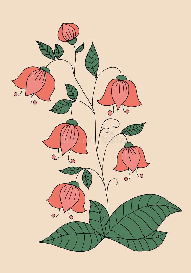 Pink bellflowers stock vector. Illustration of hand, flower - 46861088