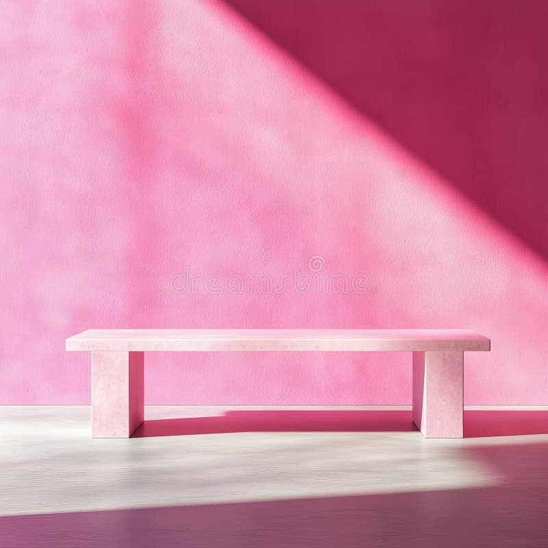 Pink Bench on Pink Wall Background, 3d Rendering. Computer Digital ...