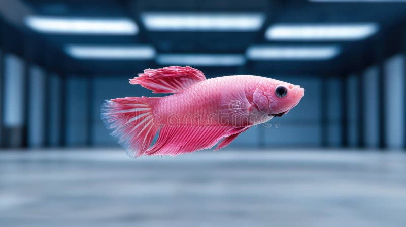 Pink Betta Fish Swimming in a Modern Setting Stock Illustration ...