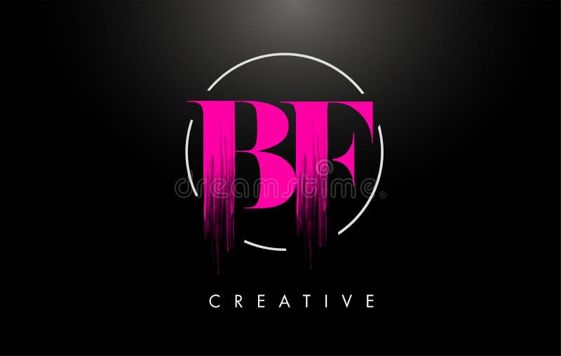 Pink BF Brush Stroke Letter Logo Design. Pink Paint Logo Leters Icon ...