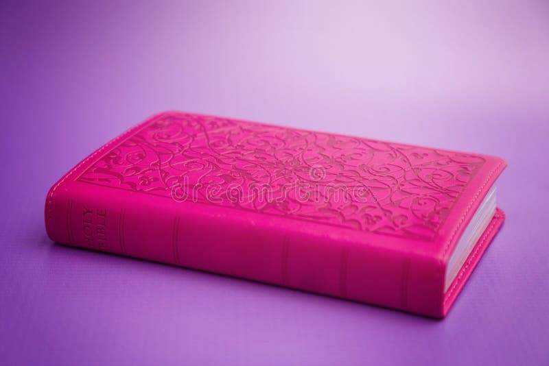Pink Bible on a Purple Background Stock Photo - Image of holy ...