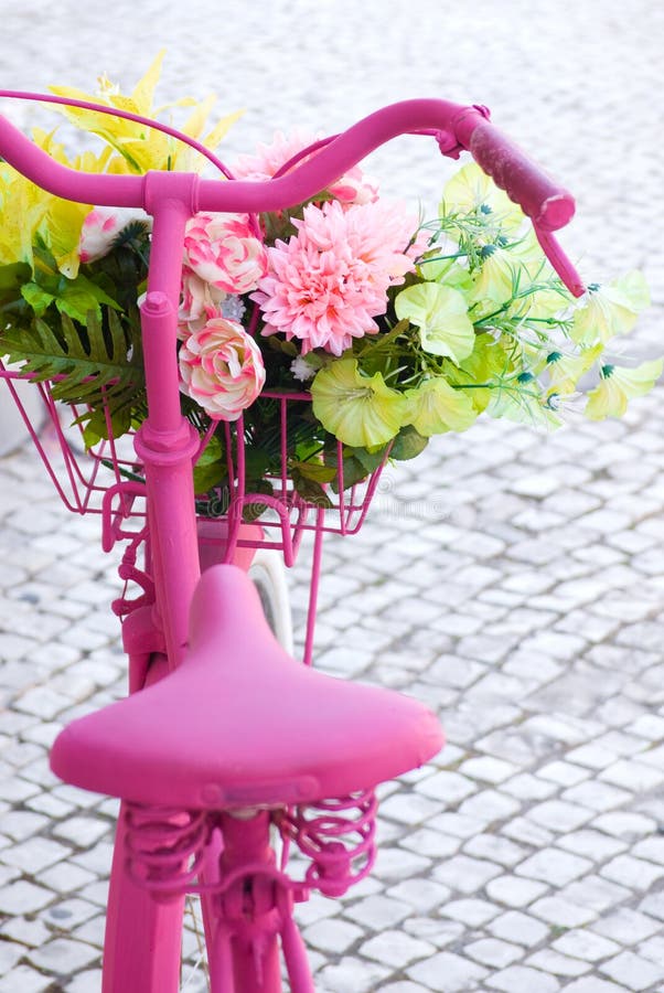 Pink Bike stock image. Image of flower, object, garden - 15741835