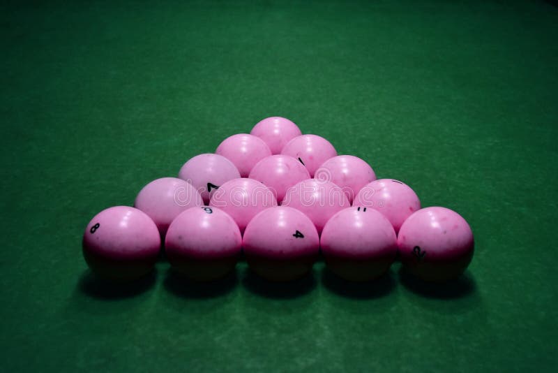 Pink Billiard Balls on a Green Pool Table Stock Image - Image of ...
