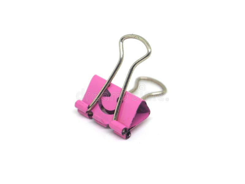 Pink Binder Clip Isolated on White. Stationery Item Stock Image - Image ...
