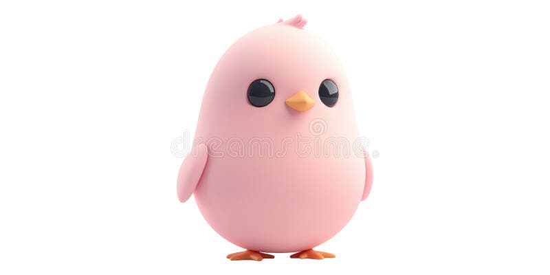 Pink Bird Toy Figure with Rounded Shape Isolated on Transparent ...