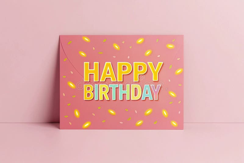 Pink Birthday Card with Confetti and Happy Birthday Message Stock ...