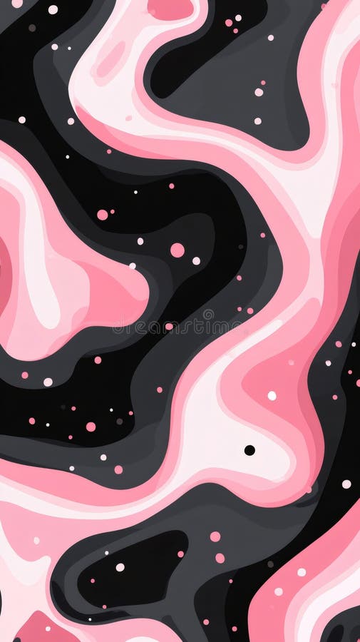 Pink and Black Abstract Background Resembling a River with Dots and ...