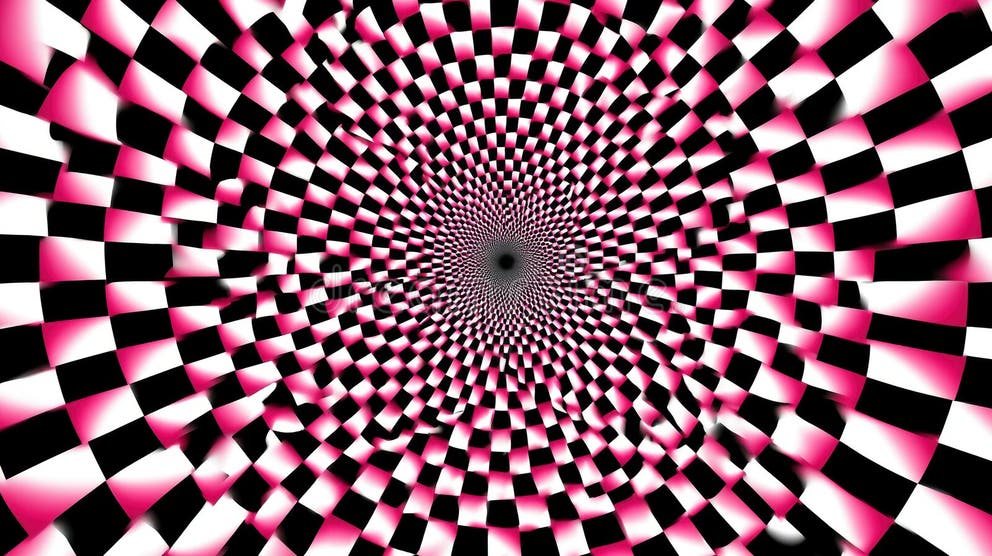 Pink and Black Checkered Optical Illusion Pattern Creating a Hypnotic ...