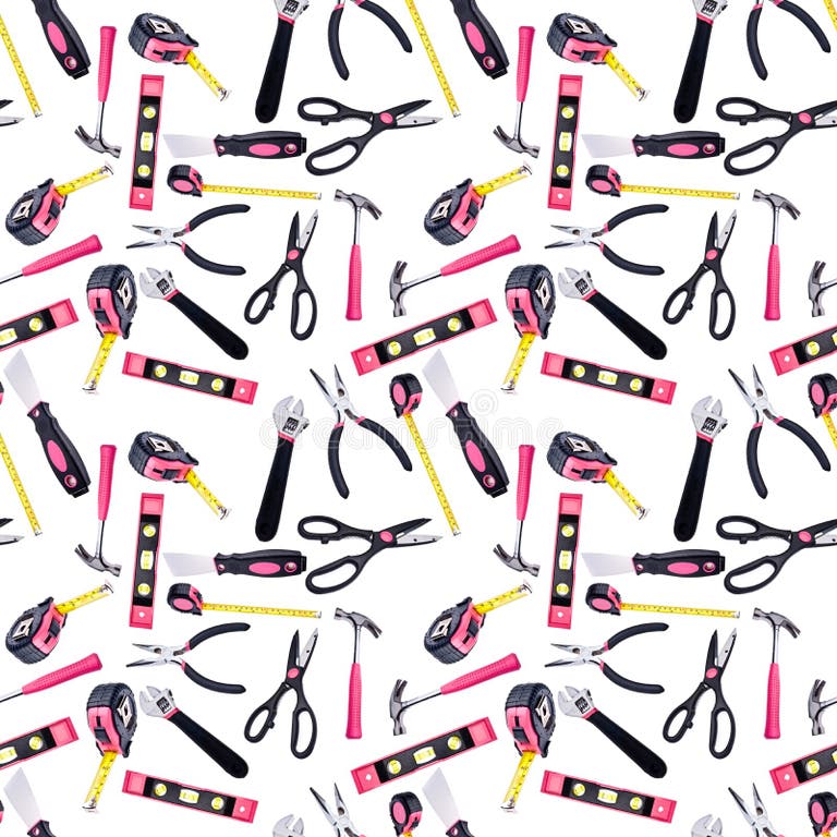 Pink and Black DIY Tools stock illustration. Illustration of seamless ...