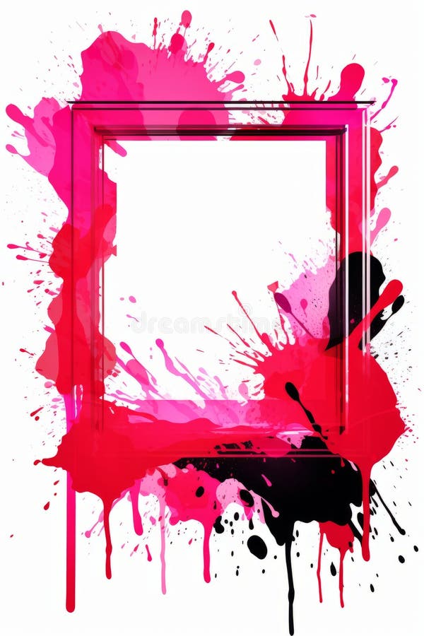 A Pink and Black Frame with Paint Splatters on it Stock Illustration ...