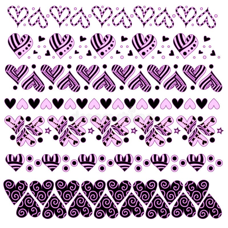 Trim Collection with Hearts Stock Vector - Illustration of hearts ...