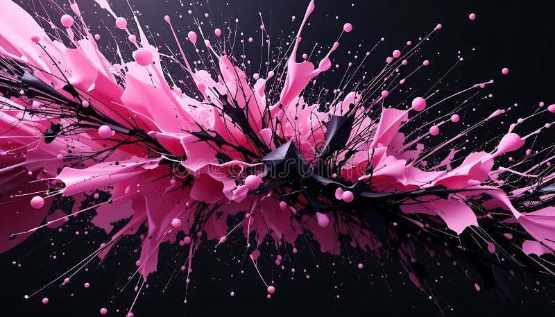 Pink and Black Ink Explosion: a Dynamic Abstract Artwork Stock ...