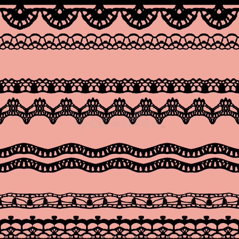 Pink and Black Lace Seamless Stripes Pattern. Stock Vector ...