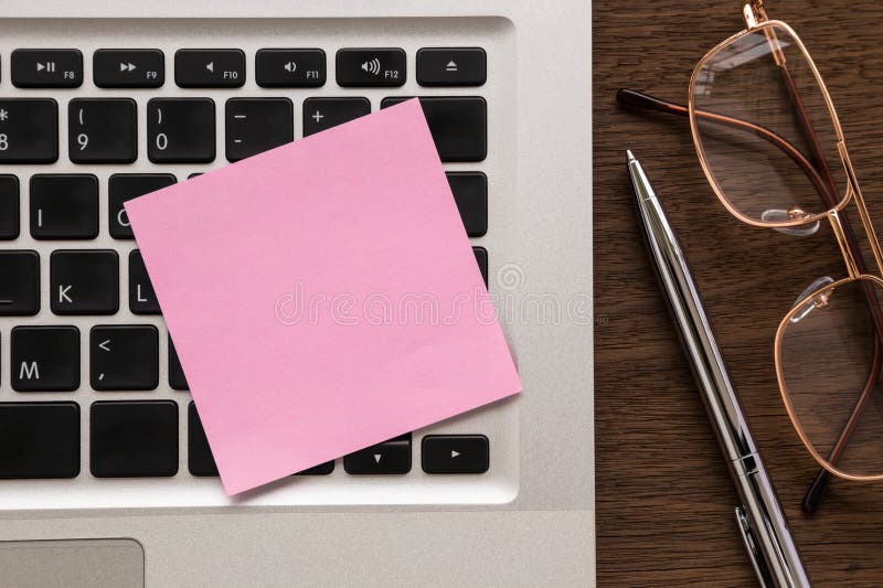 Pink Blank Paper on Laptop for Note Stock Image - Image of laptop, page ...