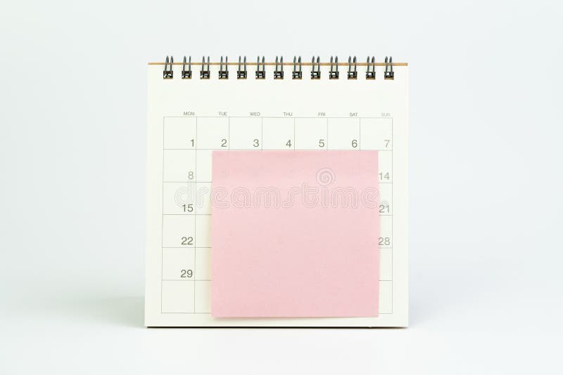 Pink Blank Sticky Note with Copy Space for Putting Text on Calendar on ...